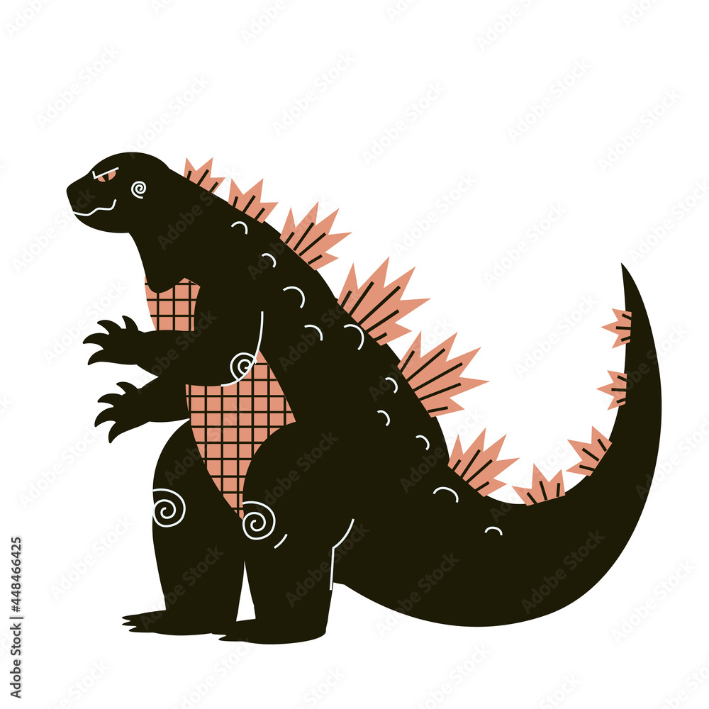 Attack Godzilla vector. Monster in the city. Cliparts godzilla Stock ...
