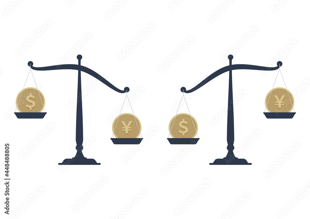 円高・ドル安・円安・ドル高のイラスト素材 Stock Vector | Adobe Stock