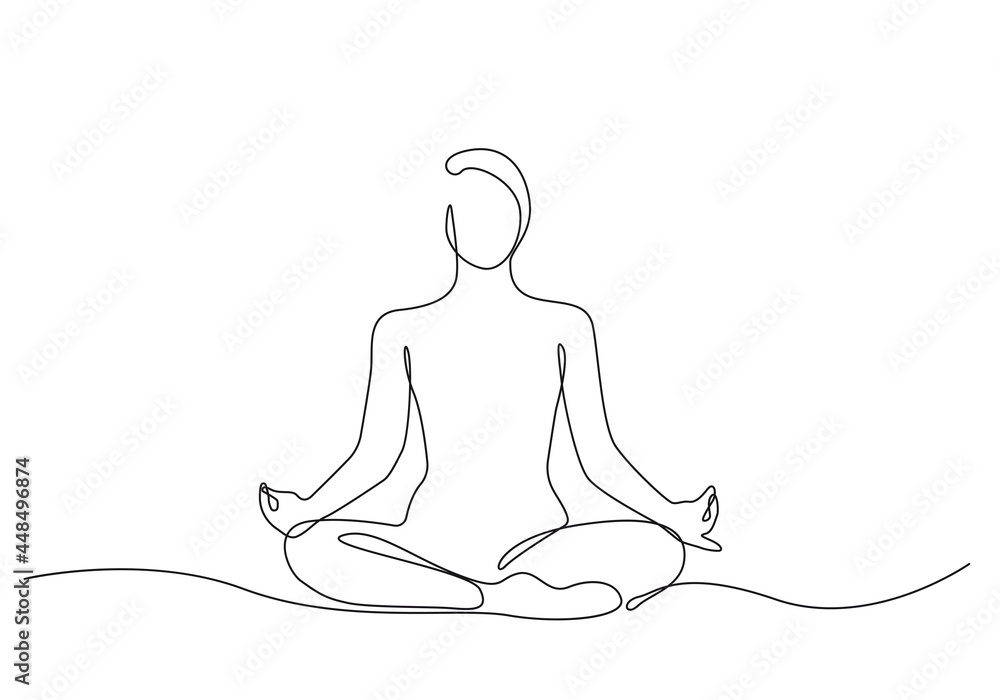 Stockvector Woman Lotus Yoga Pose One Line Drawing. Female Yoga Relax ...