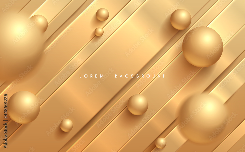 Abstract golden lines and spheres background Stock Vector | Adobe Stock