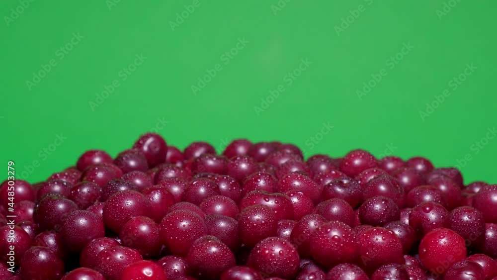 4K. Rotating cherry background of fresh organic red berries. Rotated ...