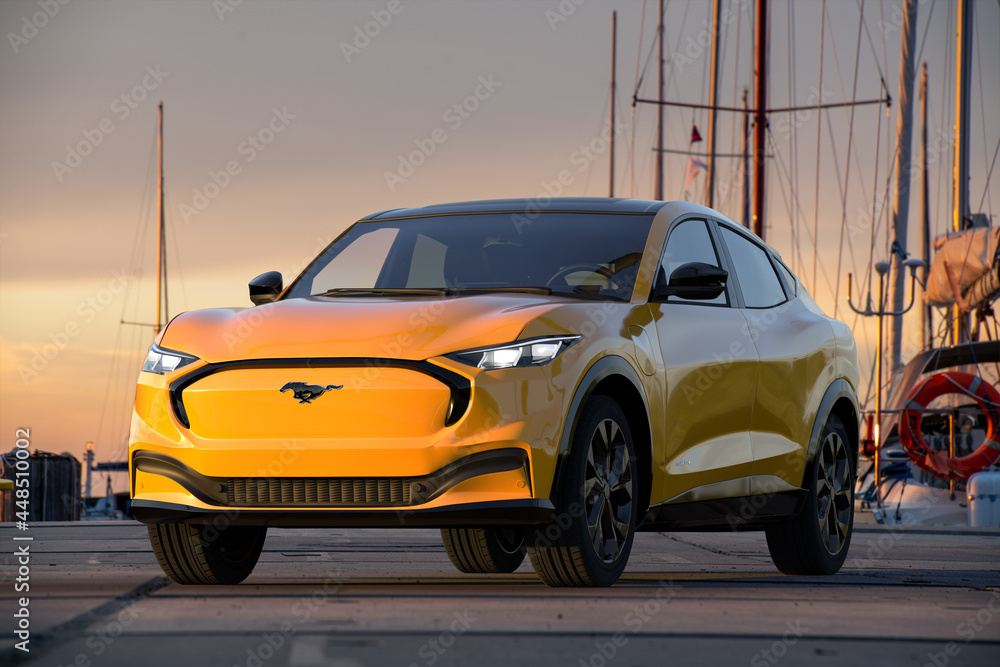 Ford Mustang Mach-E , All-Electric SUV. Stock Photo | Adobe Stock