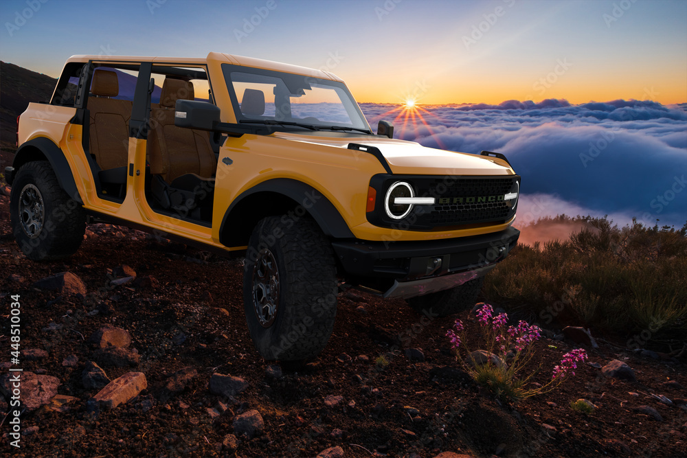 Ford Bronco Wildtrak on wilderness Stock Photo | Adobe Stock