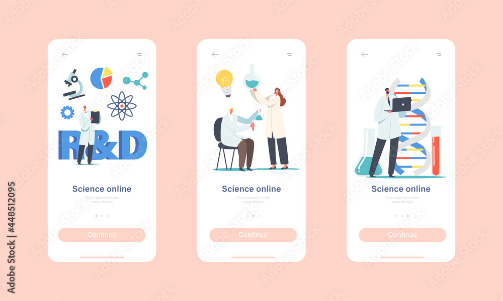 Science Online Mobile App Page Onboard Screen Template. Medicine ...