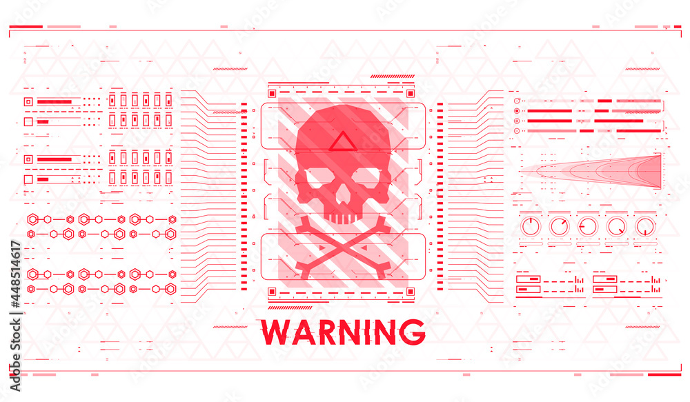 Elements of HUD interface with attention sign. Warning. Conceptual ...