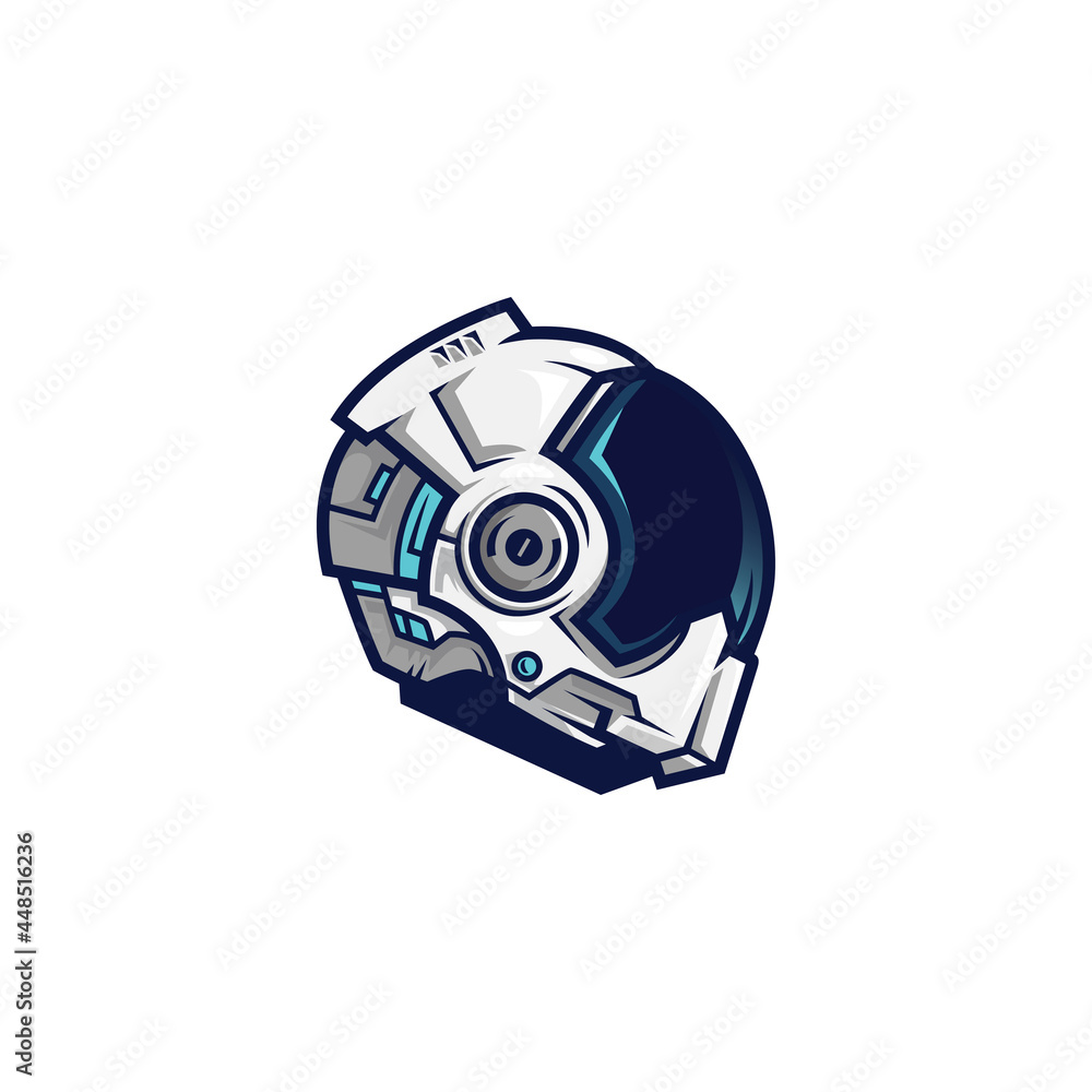Sci-fi alien helmet modern style cartoon symbol logo style line art ...