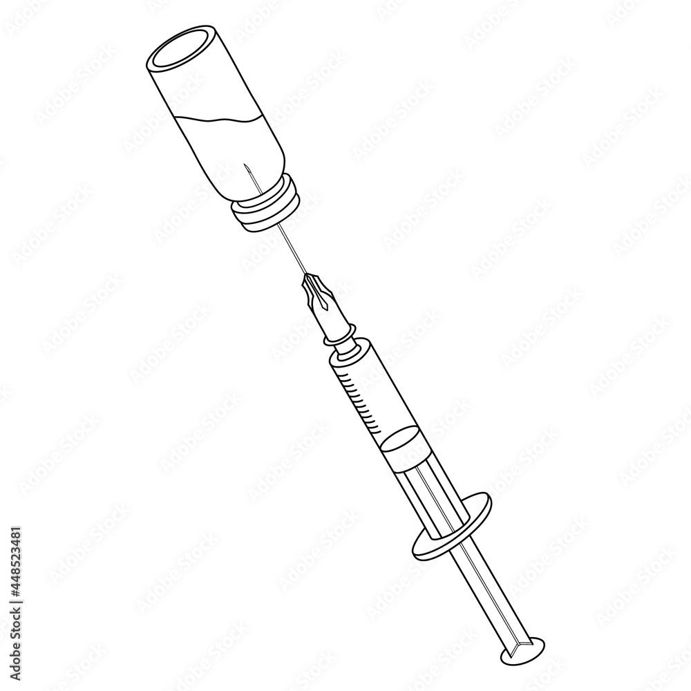 Vecteur Stock Syringe for injection. Draw liquid medicine from the ...