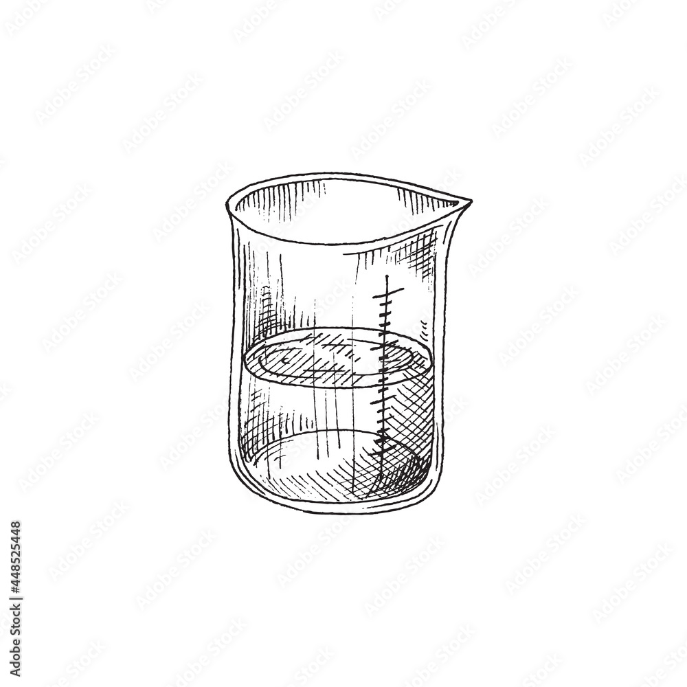Graduated glass measuring laboratory beaker for chemistry science ...