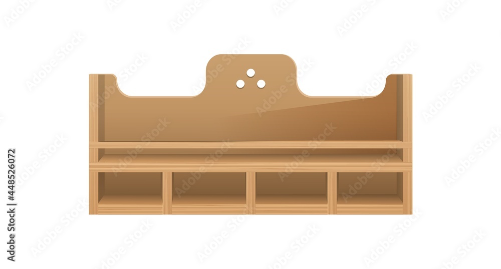 Interior three tiered wooden shelf template. Carved frame with long ...