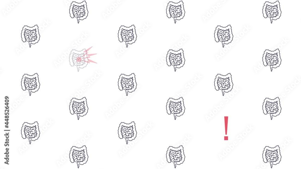 Leaky gut awareness animation. Medical diagnostic checkup. Pattern of ...