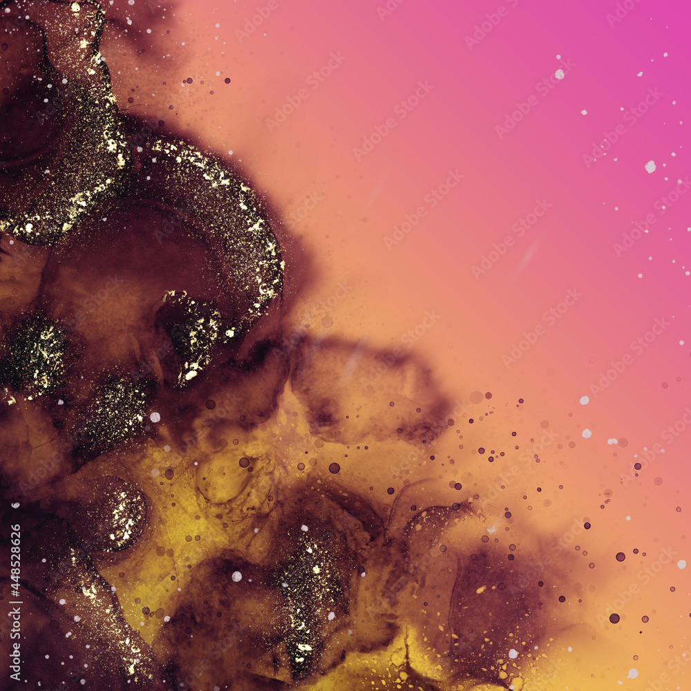Pink luxury abstract fluid art painting backdrop. Alcohol ink technique ...