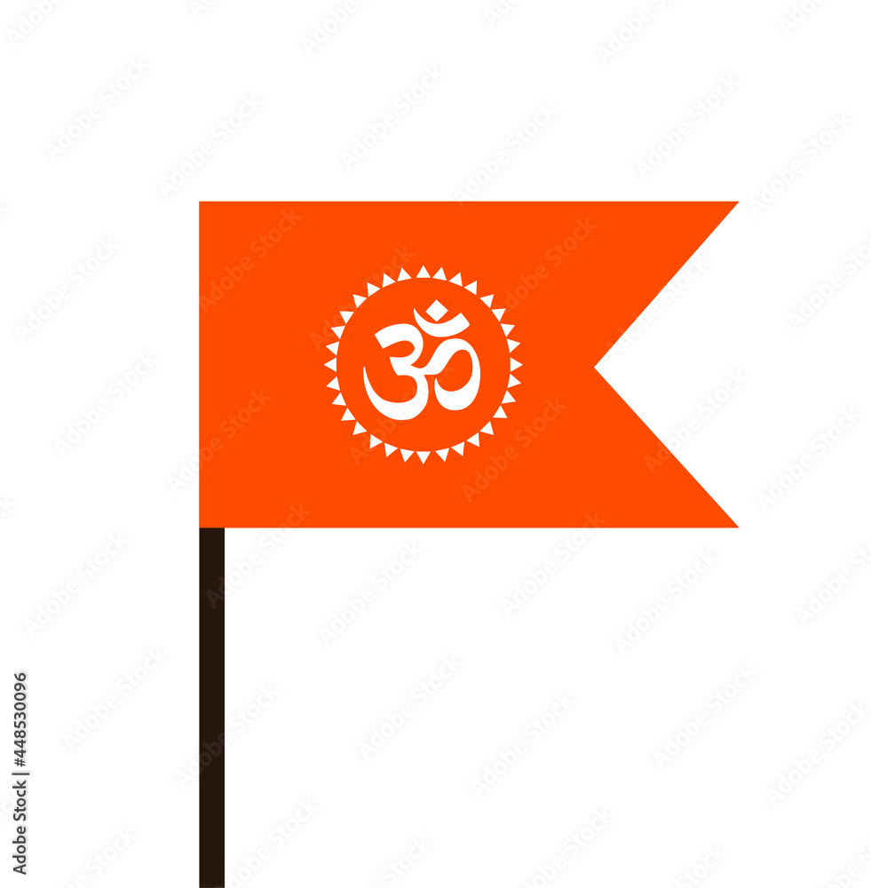 Saffron Hindu flag with Hinduism symbol OM. Stock Vector | Adobe Stock