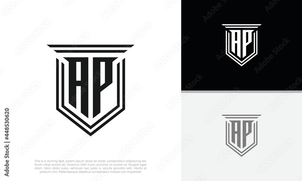 Initials AP logo design. Luxury shield letter logo design. Stock Vector ...
