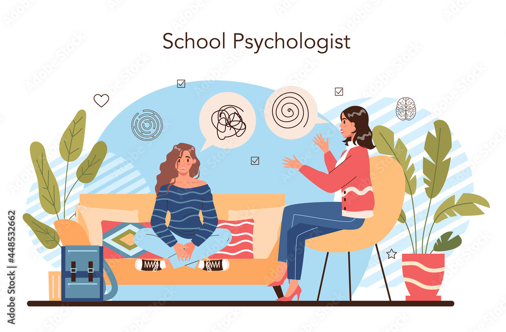 Psychology school course. School psychologist consultation. Mental ...