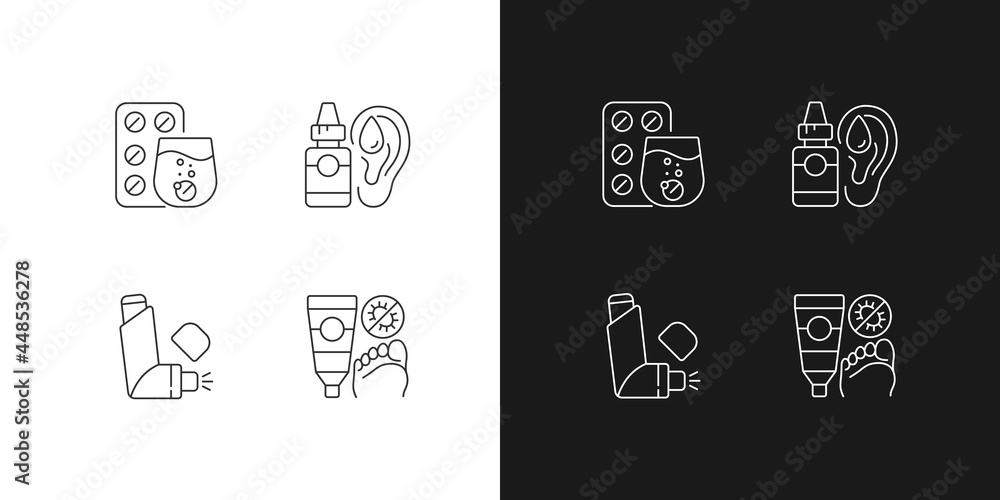 Improving disease symptoms linear icons set for dark and light mode ...