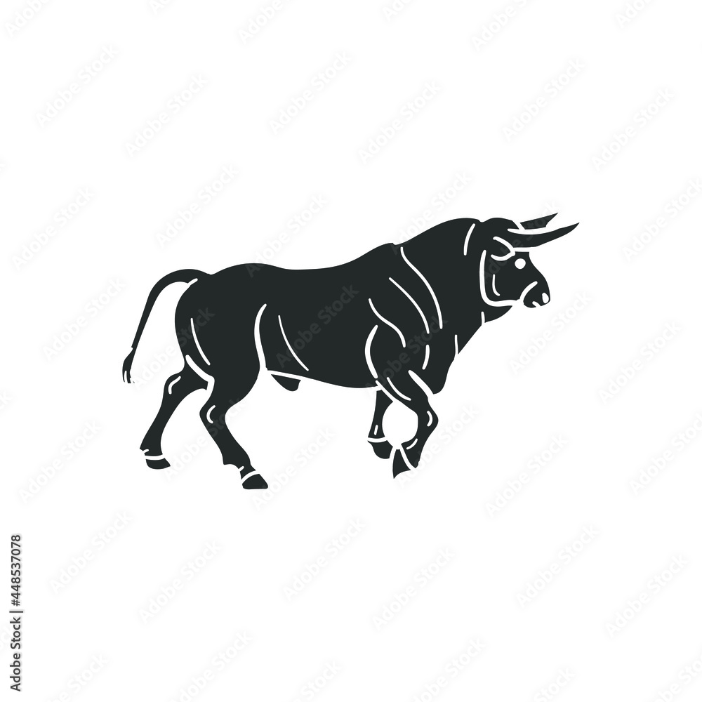 Bull Animal Icon Silhouette Illustration. Farm Cattle Vector Graphic ...