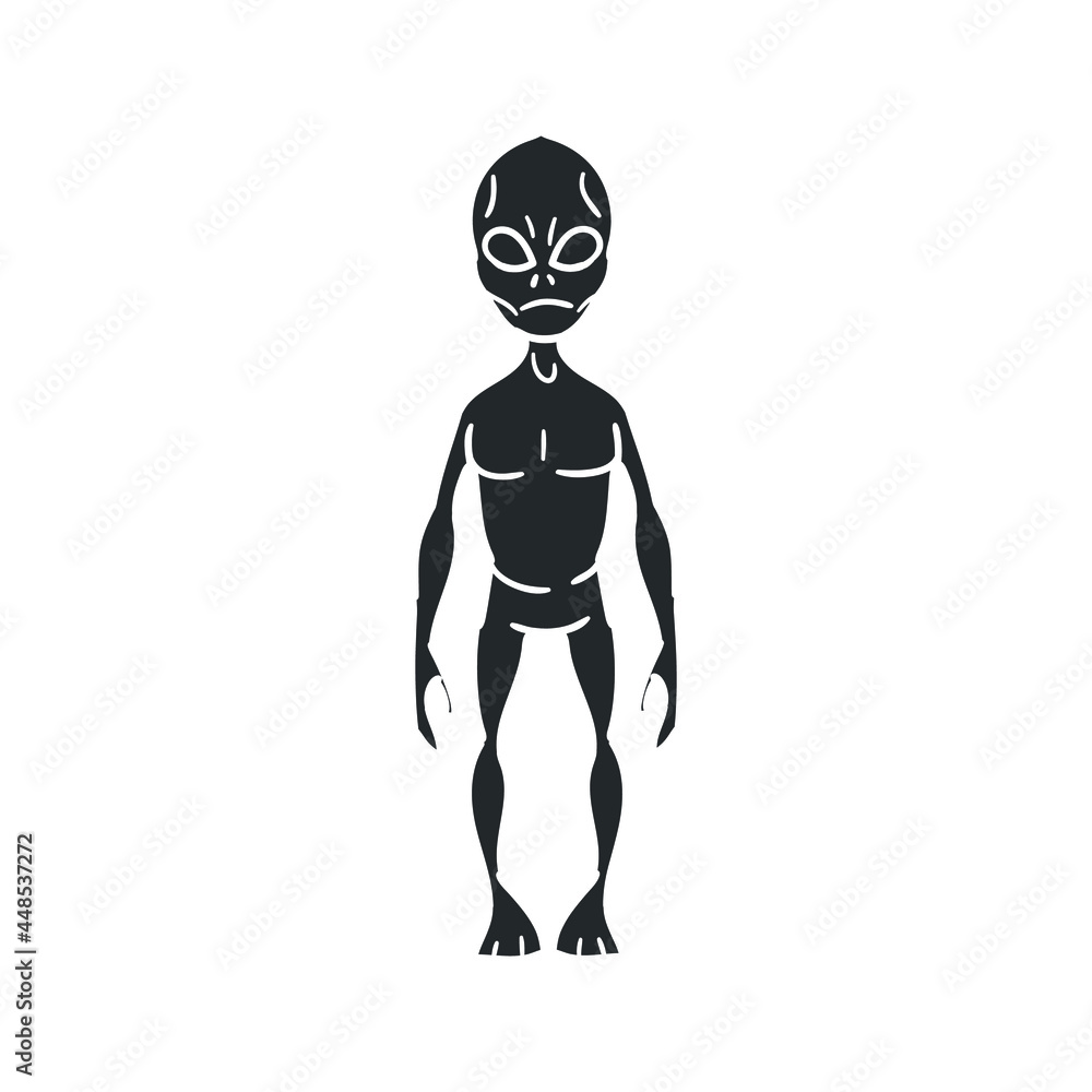 Alien Grey Icon Silhouette Illustration. UFO Space Vector Graphic ...