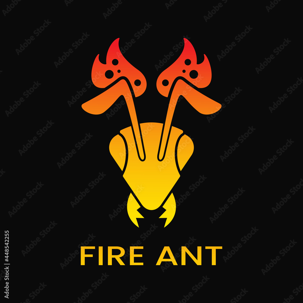 Vetor de fire and ant head logo concept. modern, gradient, simple, flat, combination and ...