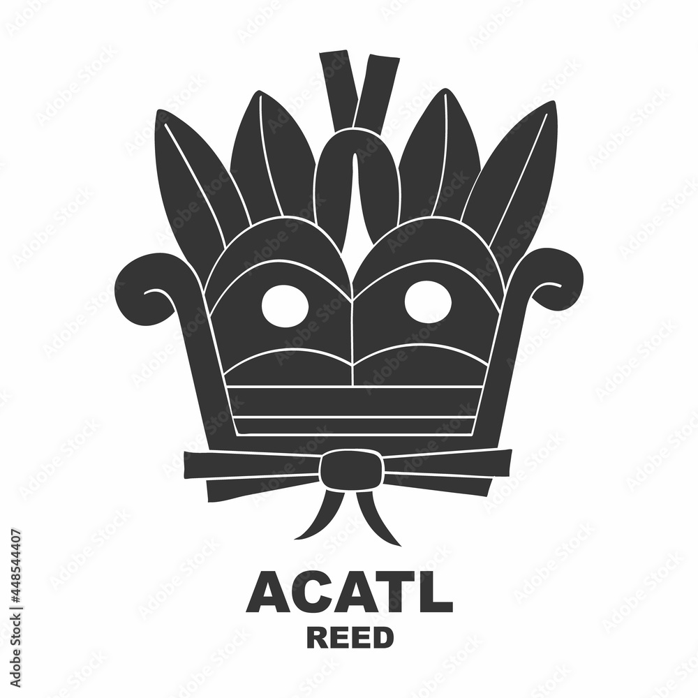 Vector icon with Glyph from Aztec calendar Tonalpohualli. Calendar day ...