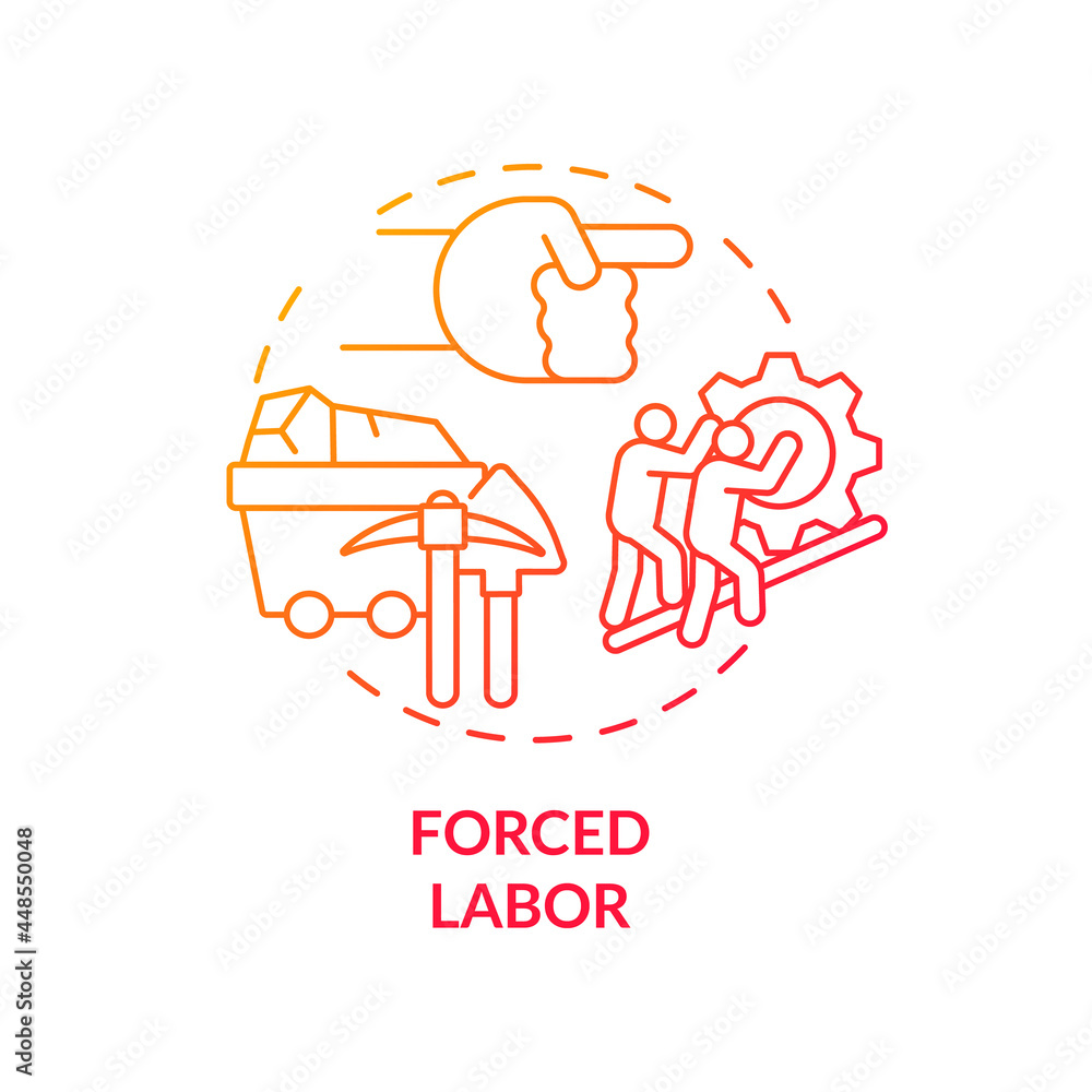 Forced labor red concept icon. Slavery abstract idea thin line ...