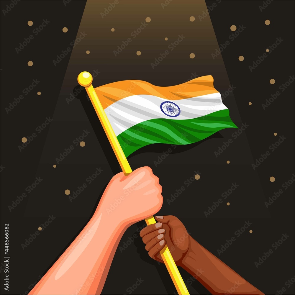 People holding India flag. symbol for Indian independence day 15 august ...