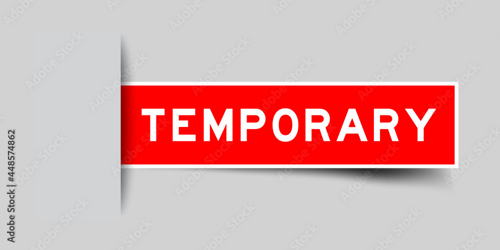 Label sticker red color in word temporary that inserted in gray ...