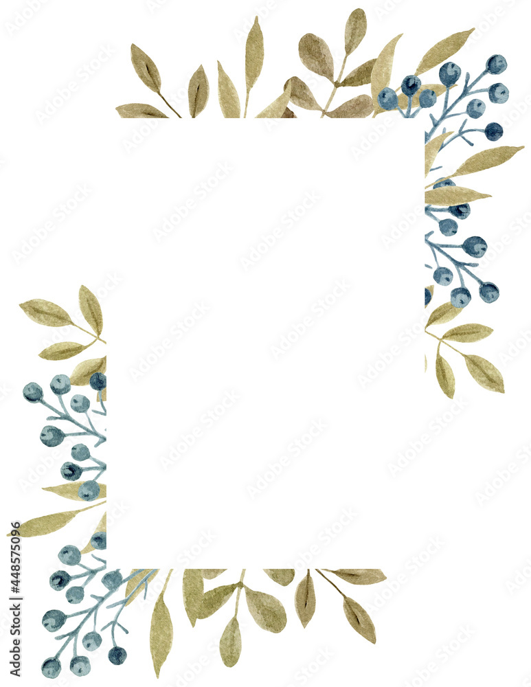 Ilustração do Stock: Hand drawn watercolor painting with greenery frame ...