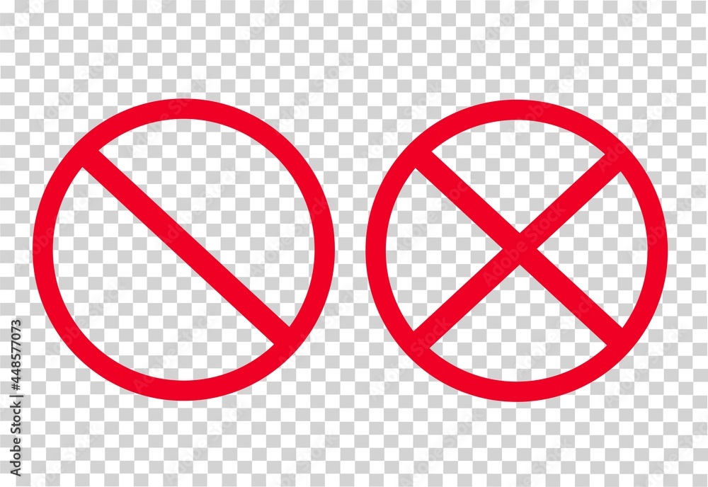 Prohibition sign. Simple red icons. Stop. Hazard warning. Traffic is ...