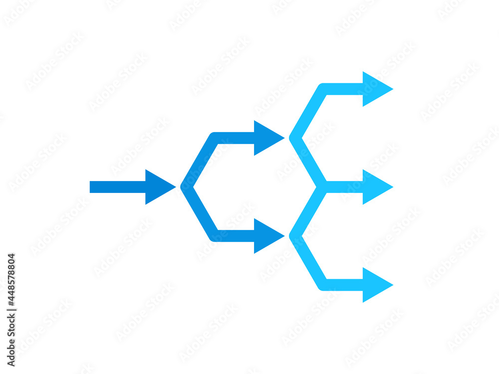 Branching arrows icon. Clipart image isolated on white background Stock ...