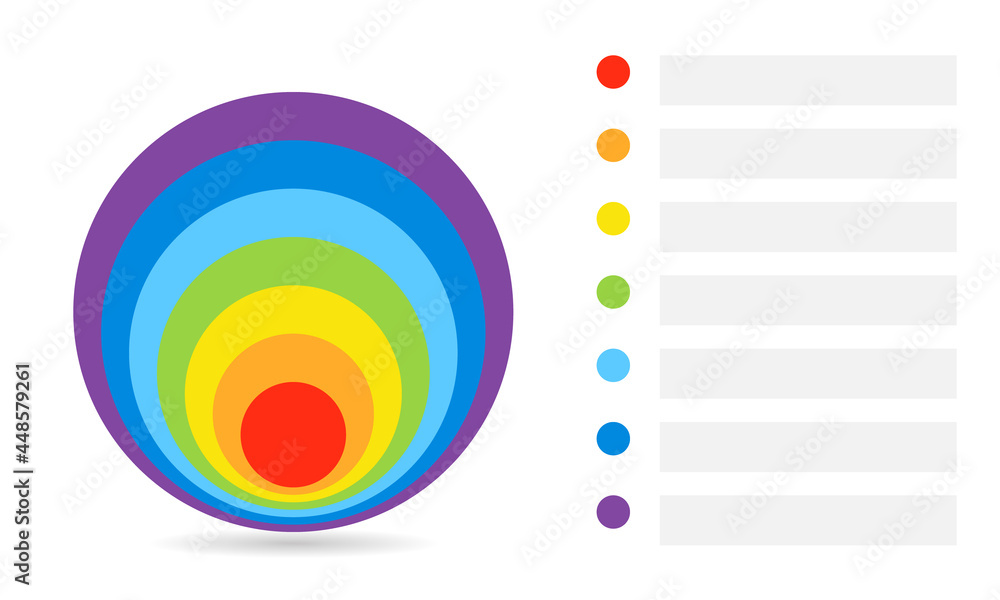 7 stacked concentric circles diagram template. Clipart image isolated ...
