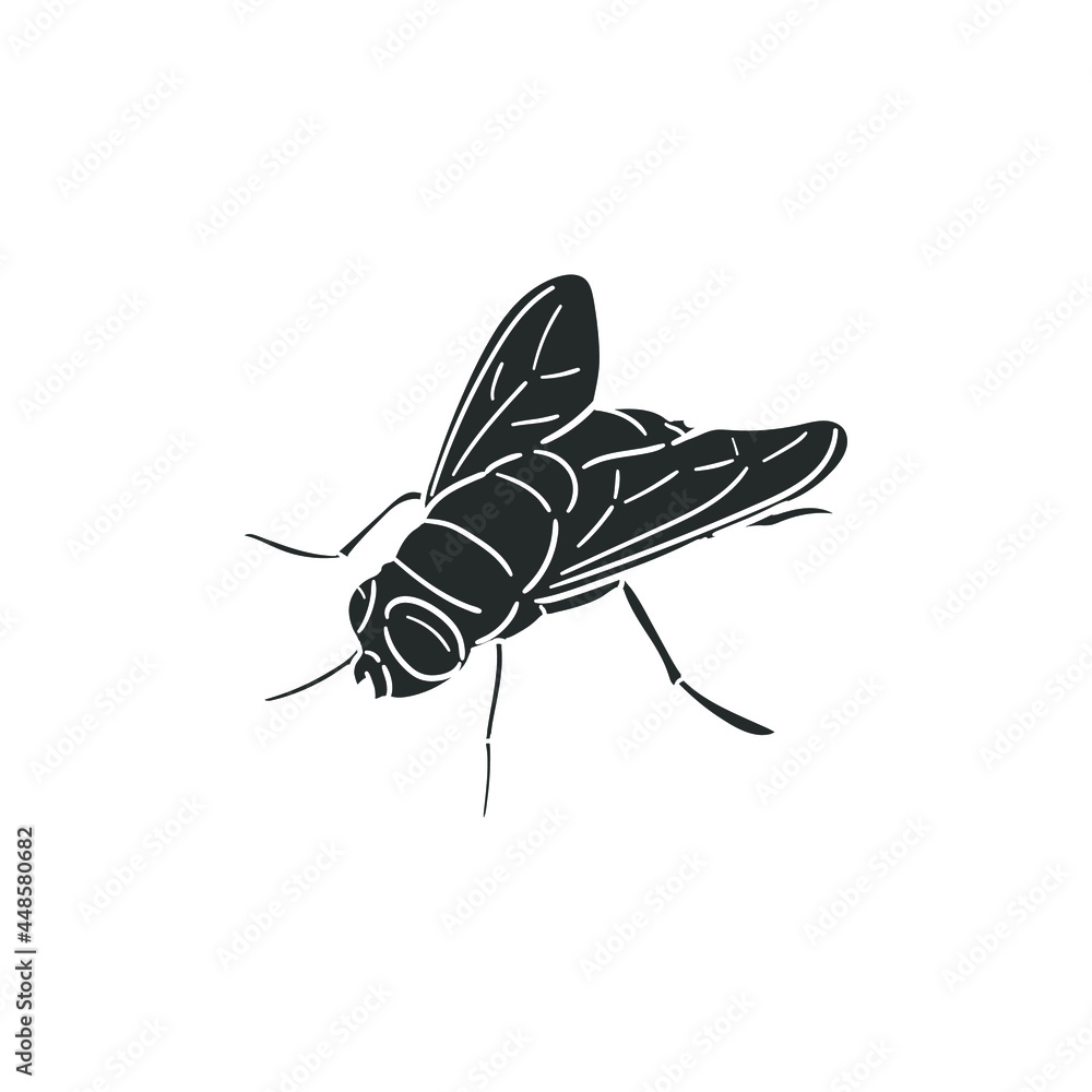 Fly Insect Icon Silhouette Illustration. Bug Animal Vector Graphic ...