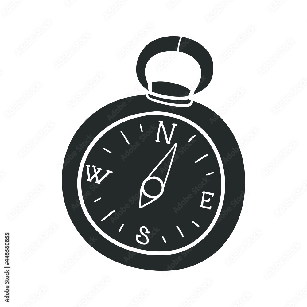 Travel Compass Icon Silhouette Illustration. Adventure Vector Graphic ...