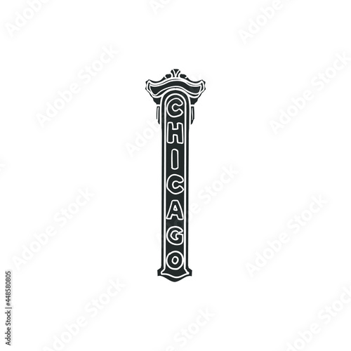 Chicago Banner Icon Silhouette Illustration. Illinois Vector Graphic ...