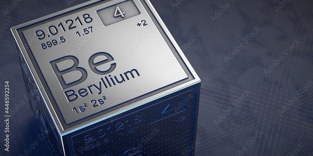 Beryllium. Element 4 of the periodic table of chemical elements. Stock ...