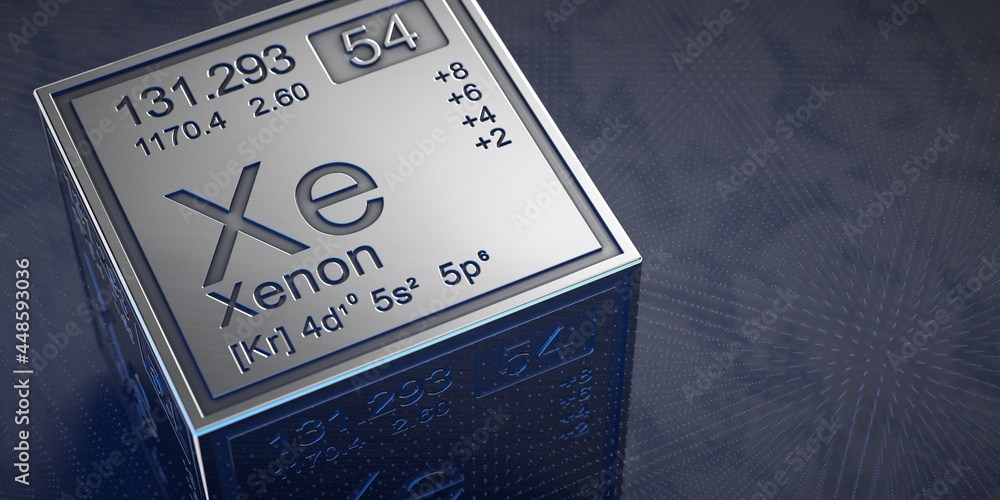 Xeon. Element 54 of the periodic table of chemical elements. Stock ...