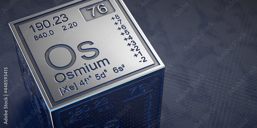 Osmium. Element 76 of the periodic table of chemical elements. Stock ...