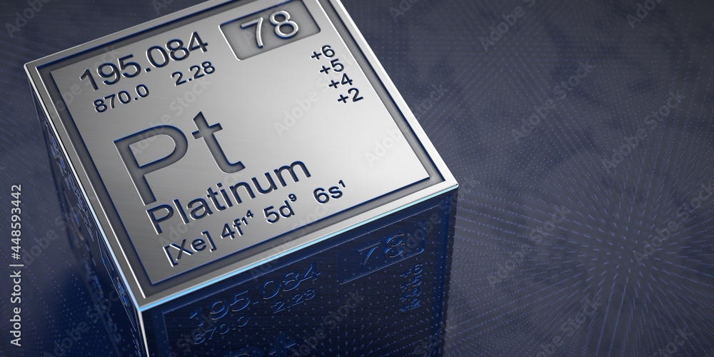 Platinum. Element 78 of the periodic table of chemical elements. Stock ...