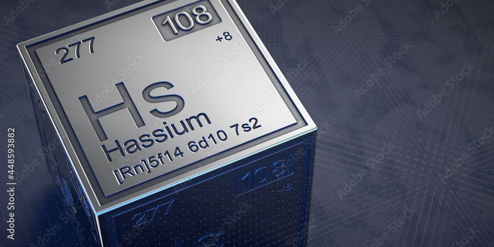 Hassium. Element 108 of the periodic table of chemical elements. Stock Illustration | Adobe Stock
