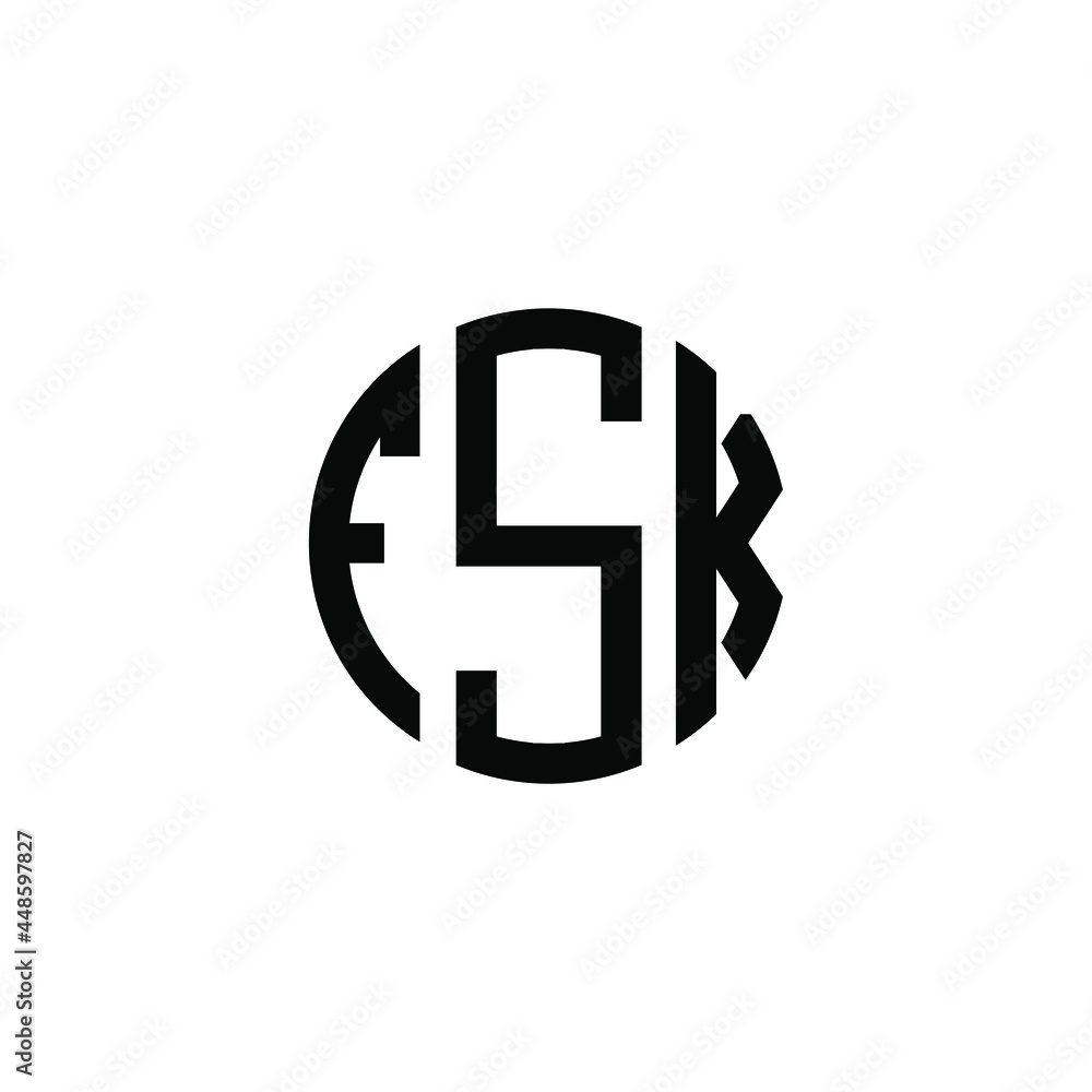 FSK letter logo design. FSK letter in circle shape. FSK Creative three ...