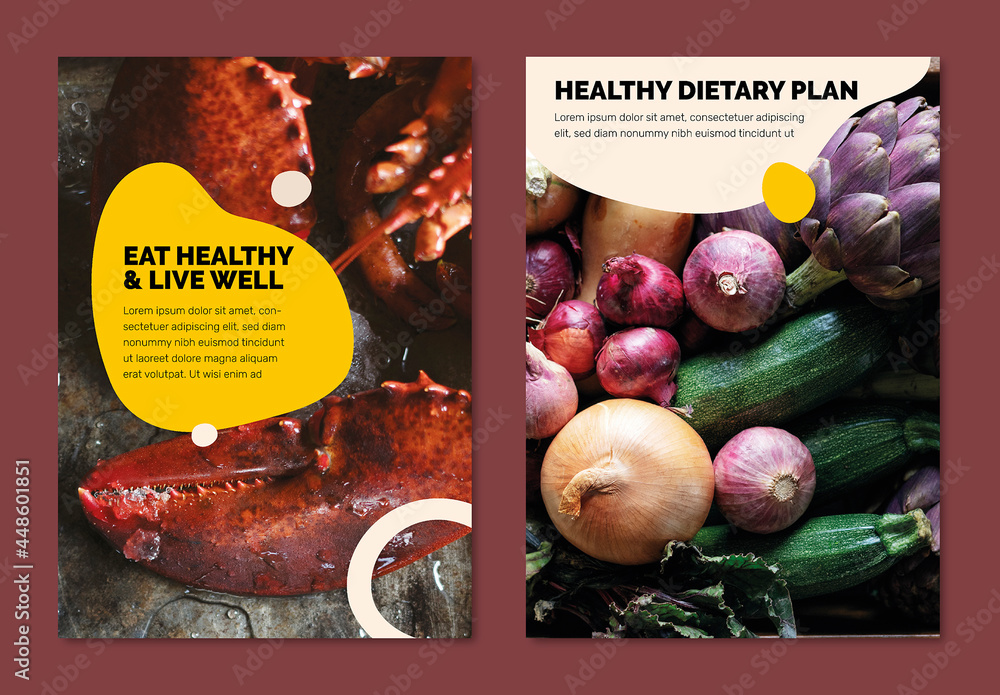 Printable Healthy Eating Poster Layout Stock Template | Adobe Stock