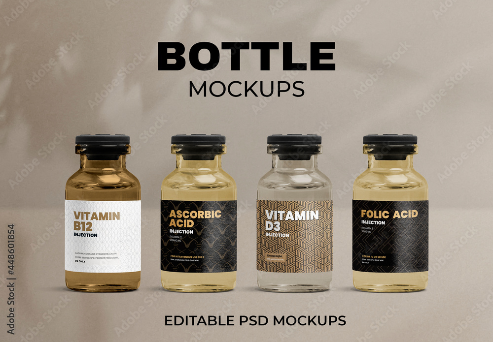 Amber Injection Vial Label Mockups Stock Template | Adobe Stock