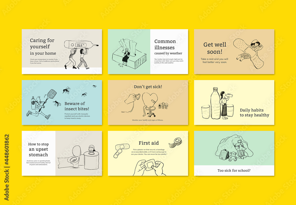 Editable Common Illnesses Layout Set Stock Template | Adobe Stock