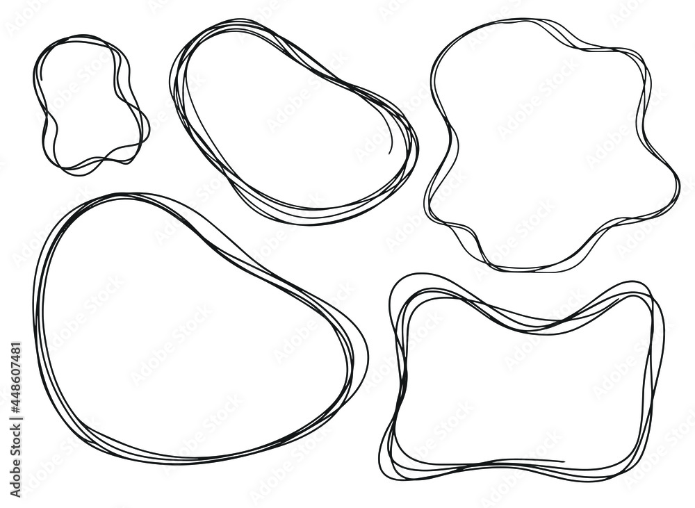 Vector hand drawn round doodle sketches set. Round frame shapes for ...