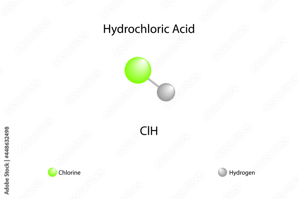 Molecular formula of hydrochloric acid. Chemical structure of hydrochloric acid. Stock Vector ...
