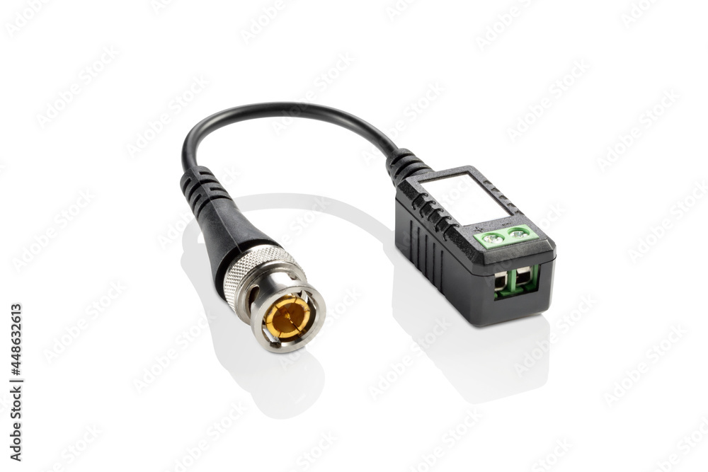 BNC video balun connector for security cameras and dvr, isolated Stock ...
