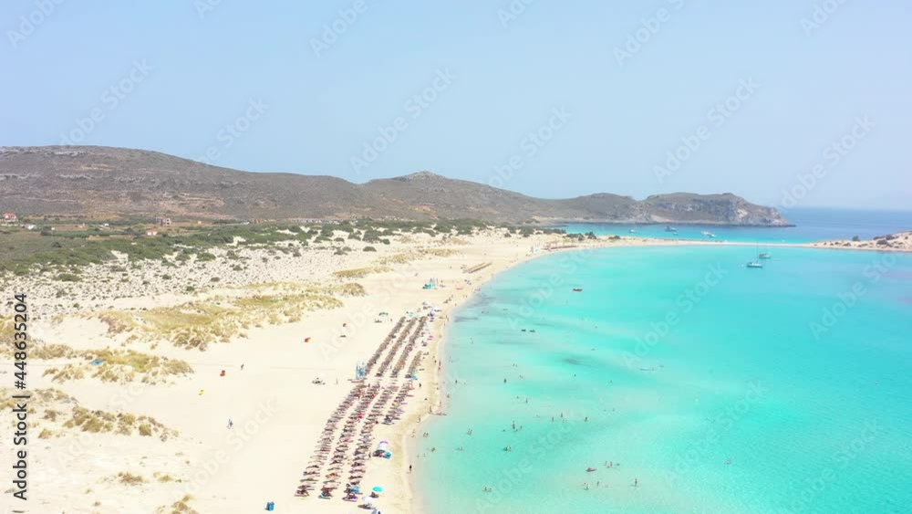 Aerial view of Simos beach in Elafonisos island in Greece. Elafonisos ...
