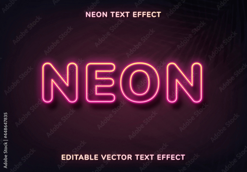 Editable Neon Text Effect Layout Stock Template | Adobe Stock