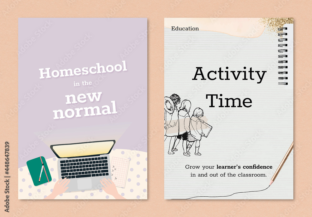 Homeschool and Activity Time Poster Layout in the New Normal Stock ...