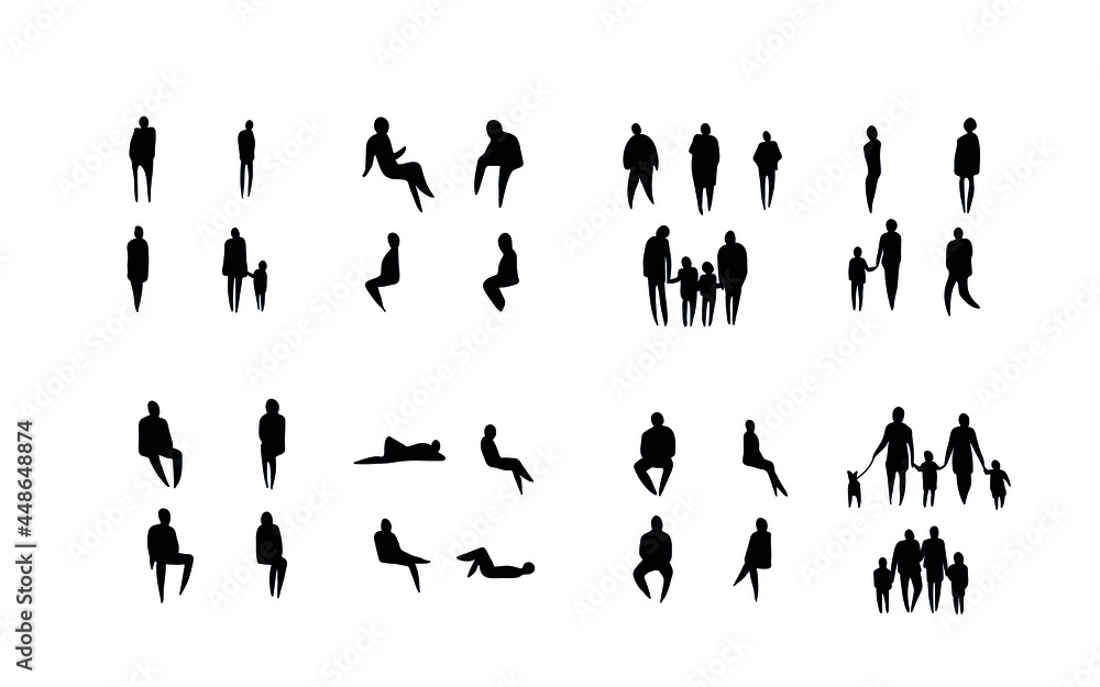 Vector illustration, Outline silhouettes of people, Contour drawing ...