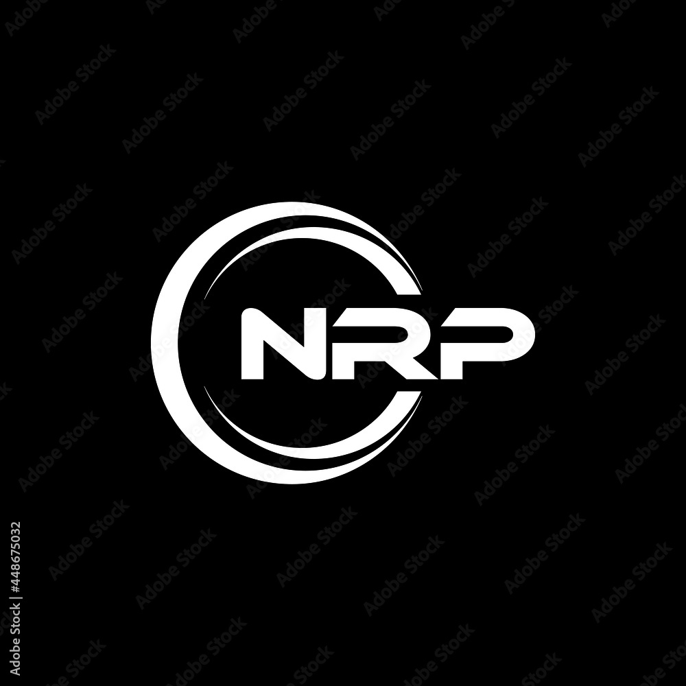Vecteur Stock NRP letter logo design with black background in ...